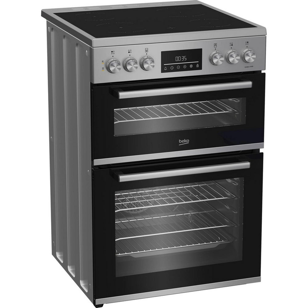 Beko EDC6731S 60cm Double Oven Electric Cooker with Vitroceramic Hob ...