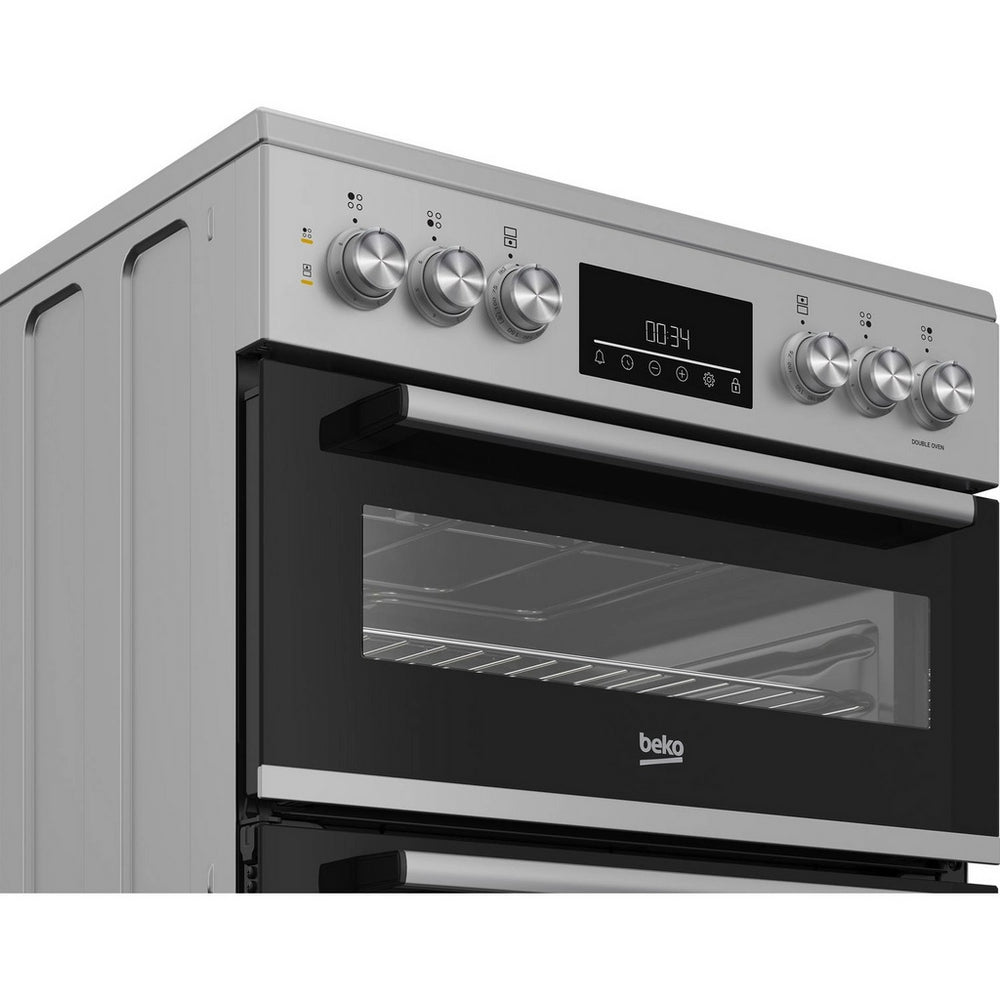 Beko EDC6731S 60cm Double Oven Electric Cooker with Vitroceramic Hob ...