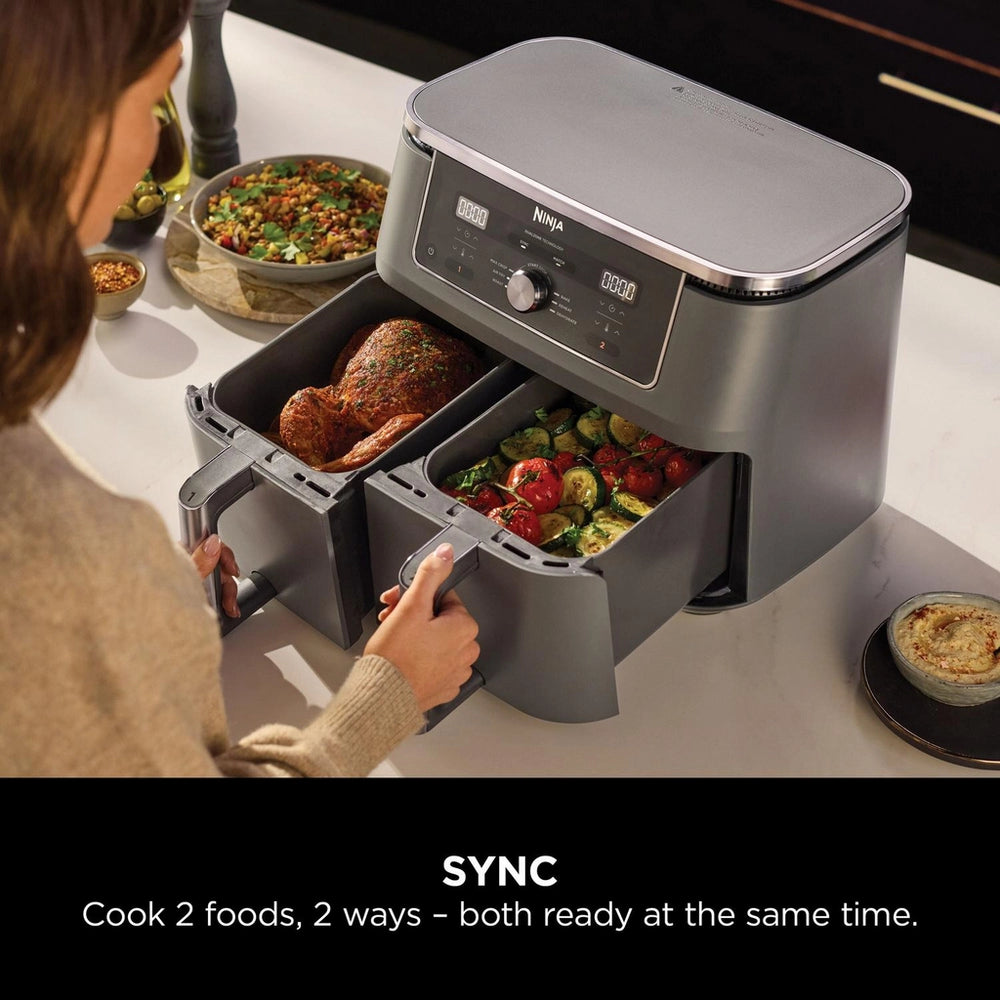 Ninja DZ400UK 9.5 litre MAX 6-in-1 Dual Zone Air Fryer - Gun Metal Gre ...