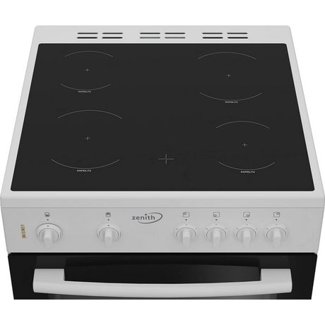 Zenith ZE605W 60cm Twin Cavity Electric Cooker with Ceramic Hob - Whit ...